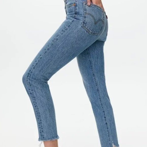 Levi's | Jeans | Levis Womens Icon Ankle Straight Wedgie Button Fly Distressed Hem High Rise 27 ...